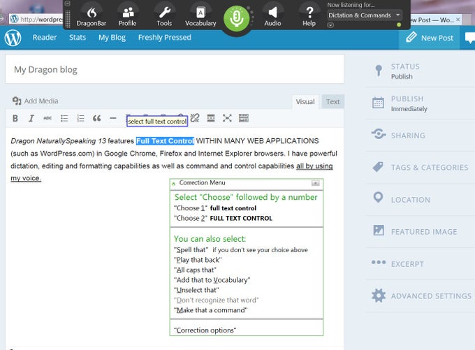 Dragon simply speaking software